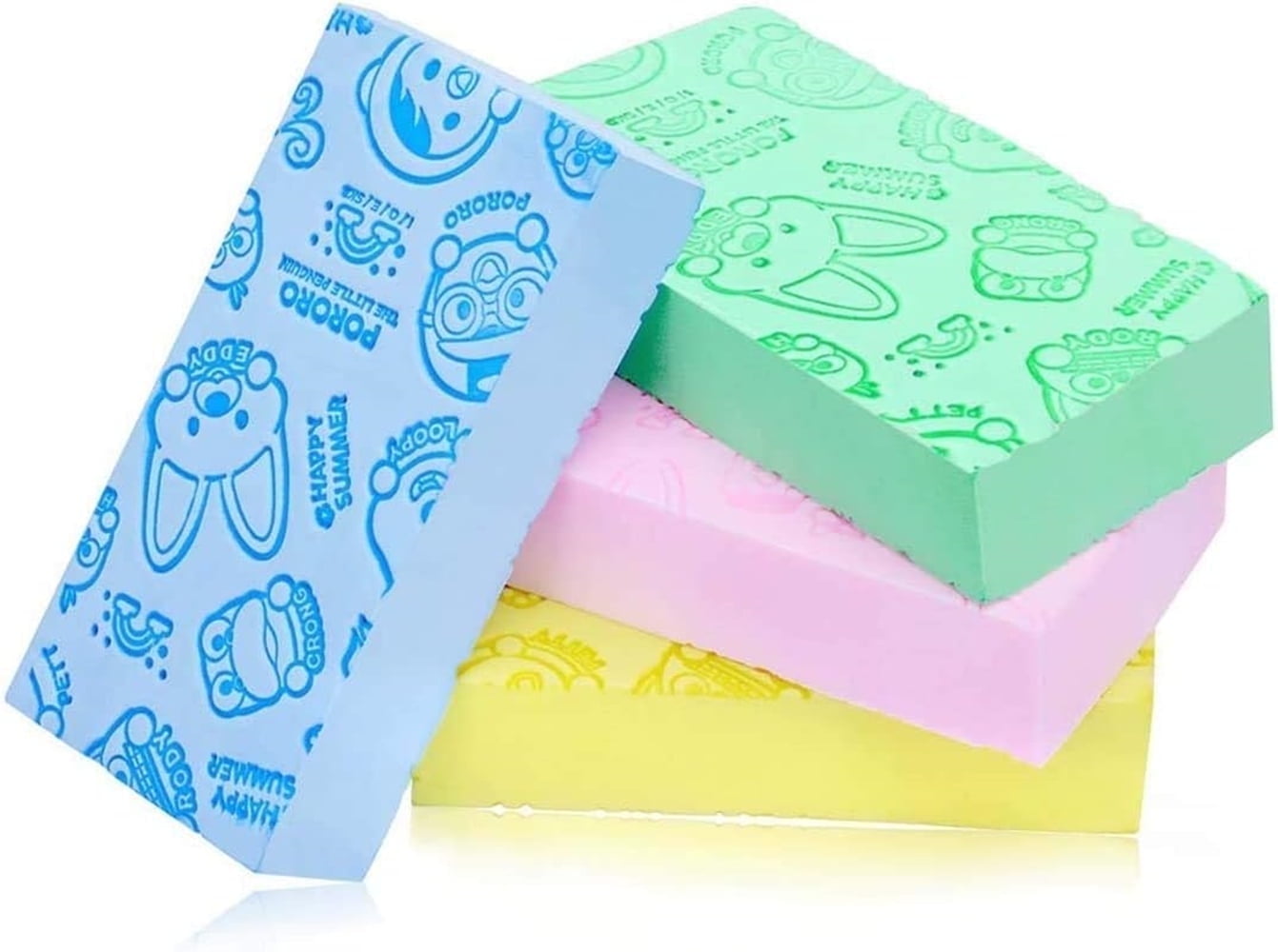 Triani 4Pcs Exfoliating Bath Sponge, Asian Bath Sponge for Shower ...