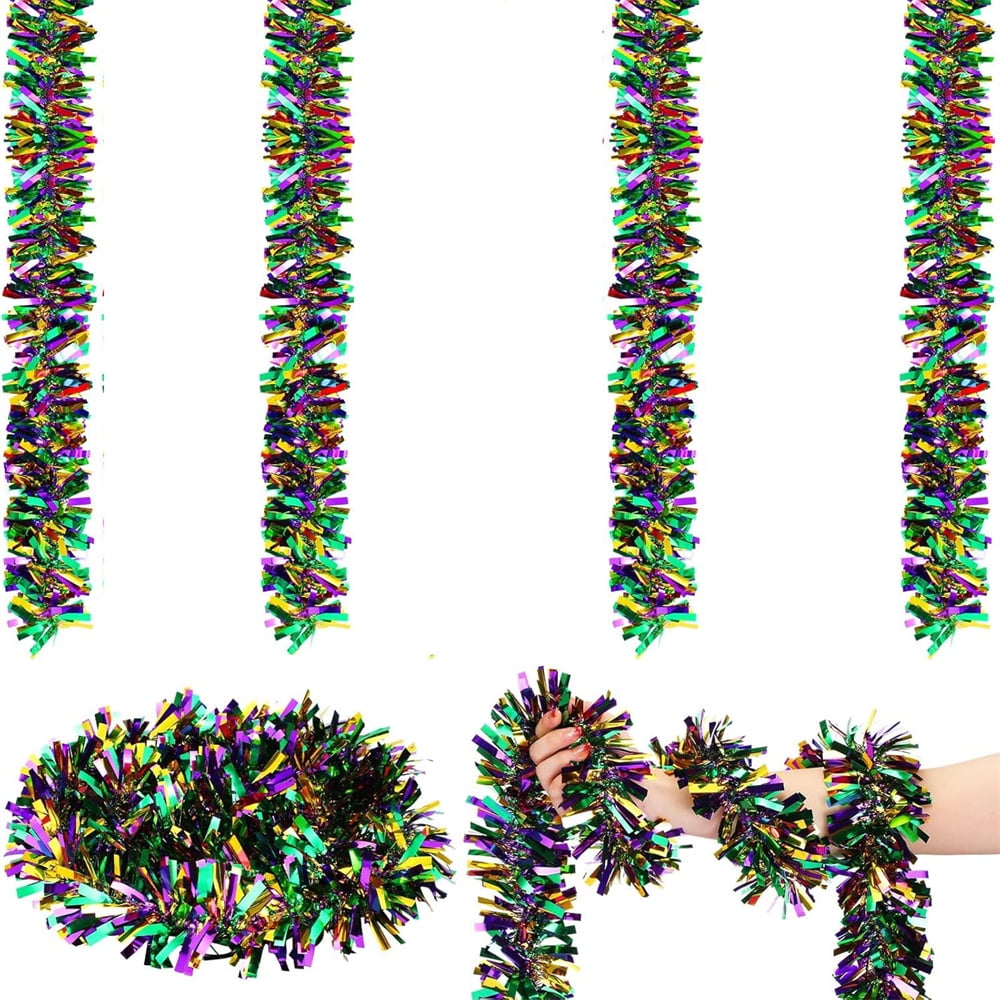 Triani 4Pcs Purple Green Gold Metallic Festooning Garland Glittering ...