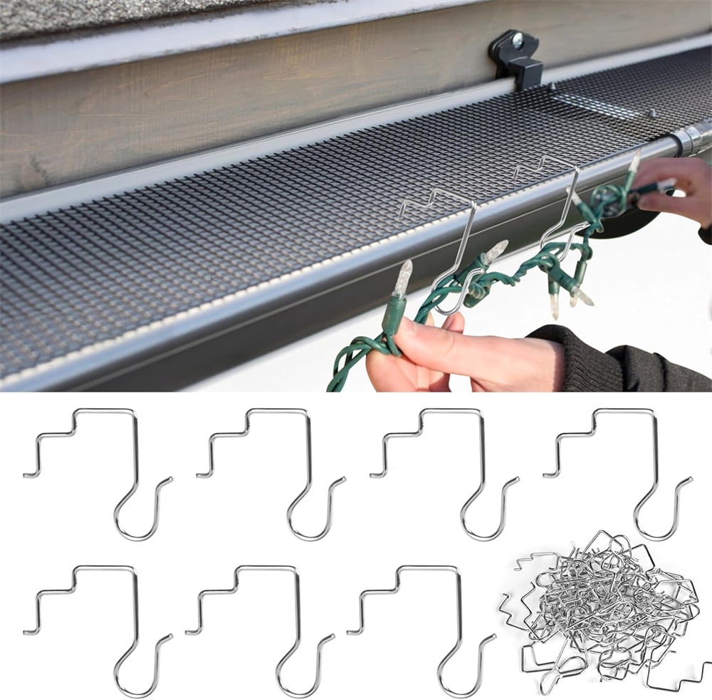 Triani 50Pcs Christmas Gutter Light Hooks Stainless Steel Gutter Guard ...