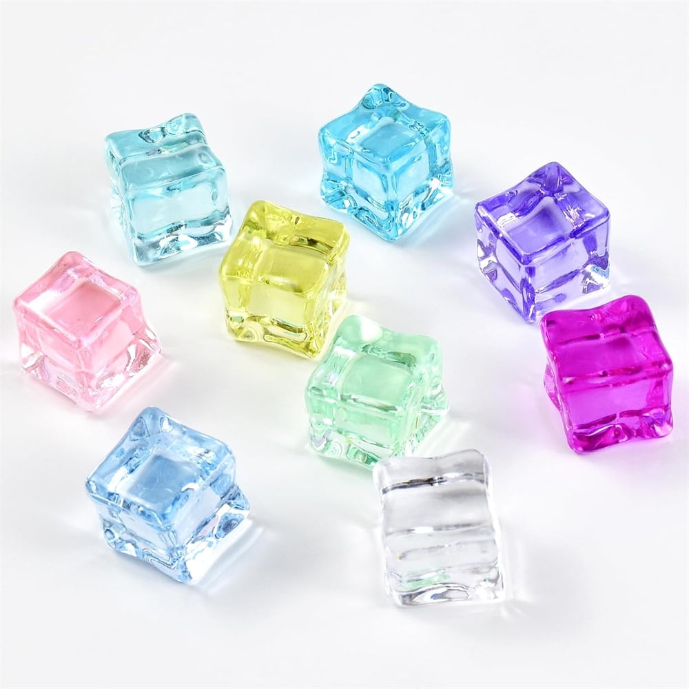 Triani 50Pcs Colorful Fake Ice Cubes 0.7" Acrylic Decorative Ice Cubes ...