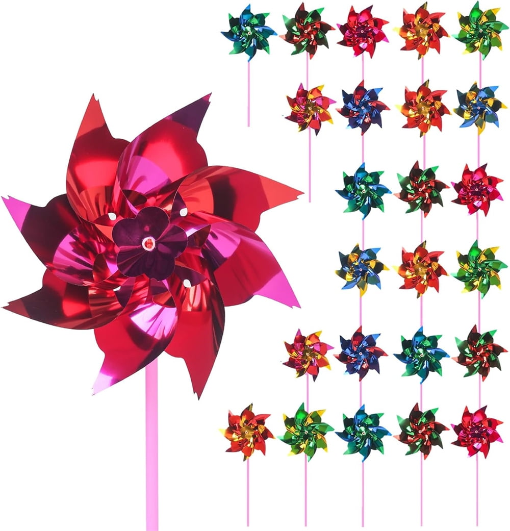 Triani 50Pcs Plastic Rainbow Pinwheels for Kids Windmill Party ...