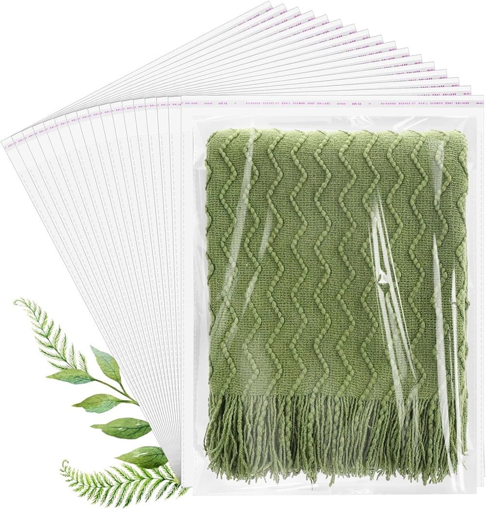 Triani 50Pcs Resealable Clear Poly Bags for Clothes 14x20 Inch Self ...