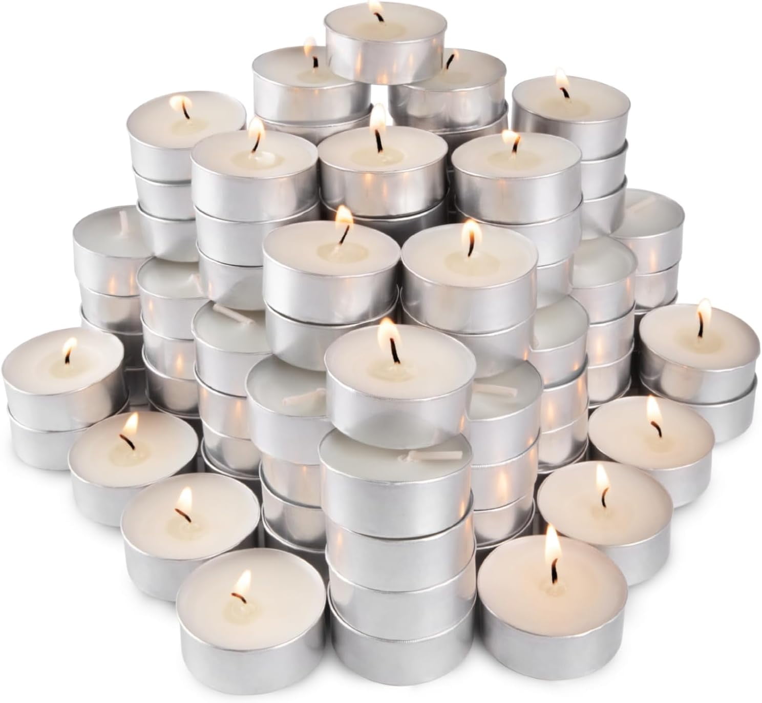 Triani 50Pcs Unscented Tea Lights Candles in Bulk | White, Smokeless ...