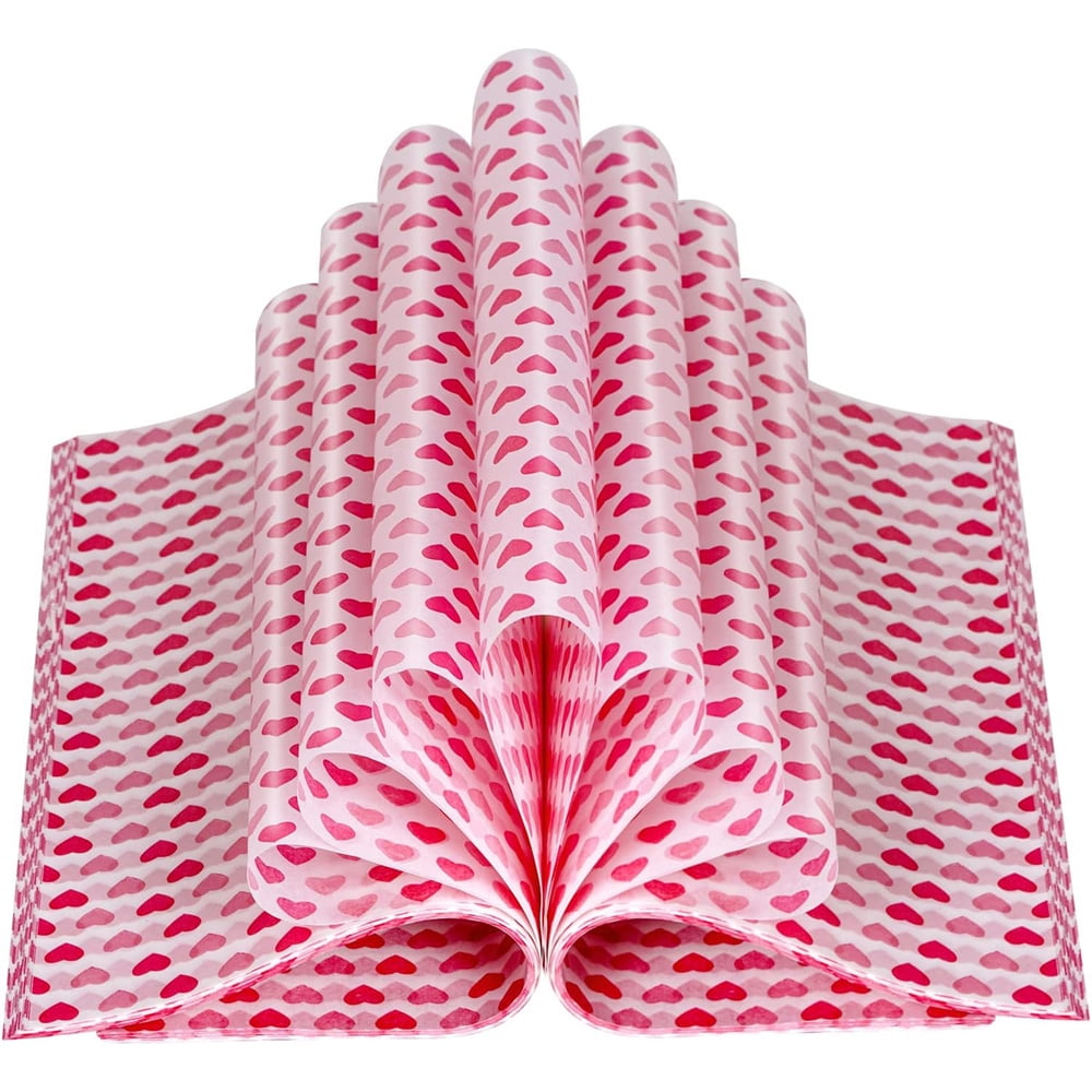Triani 50Pcs Valentines Wax Paper Sheets Love Pattern Waterproof Dry ...