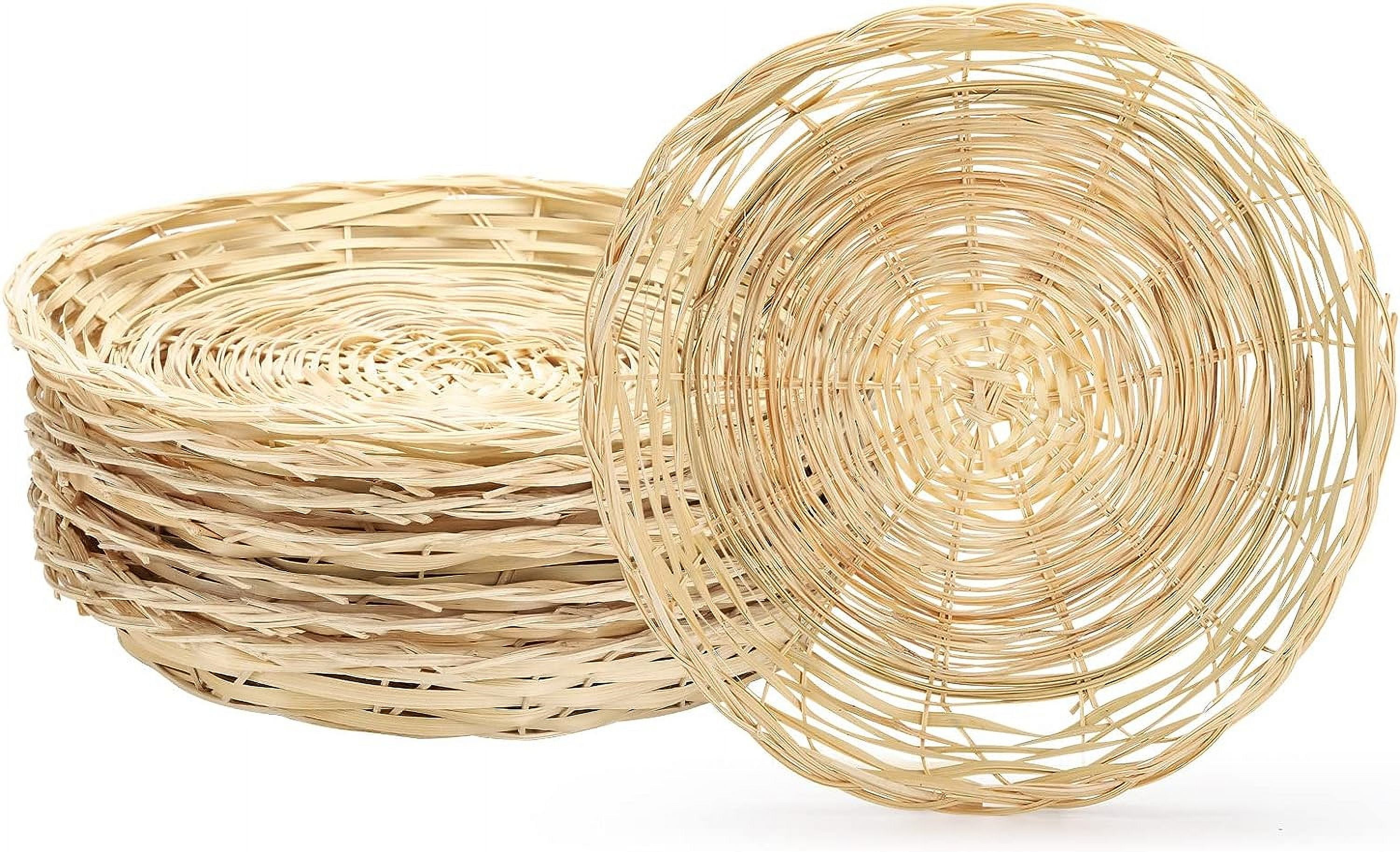 Triani 6 Pcs Bamboo Paper Plate Holder - 9.84inch Round Woven Plate ...