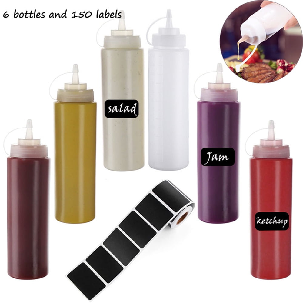 Triani 6Pcs 8 oz Ketchup Squeeze Bottles Plastic Reusable Condiment ...