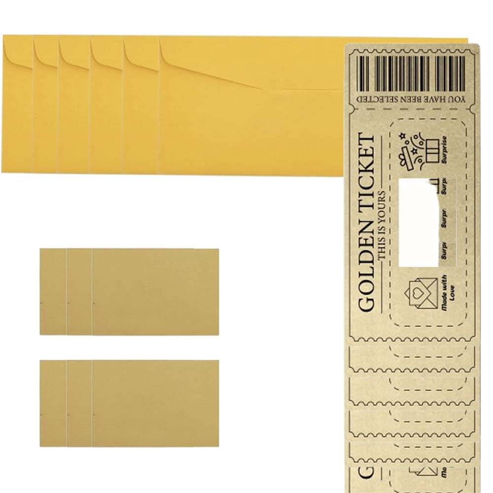 Triani 6Pcs DIY Golden Ticket Scratch-off Cards Set with Envelopes ...