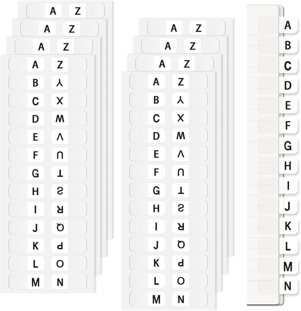 Triani 8 Sheet A-Z Tabs Small Alphabet Index Tabs Self-Adhesive Page ...