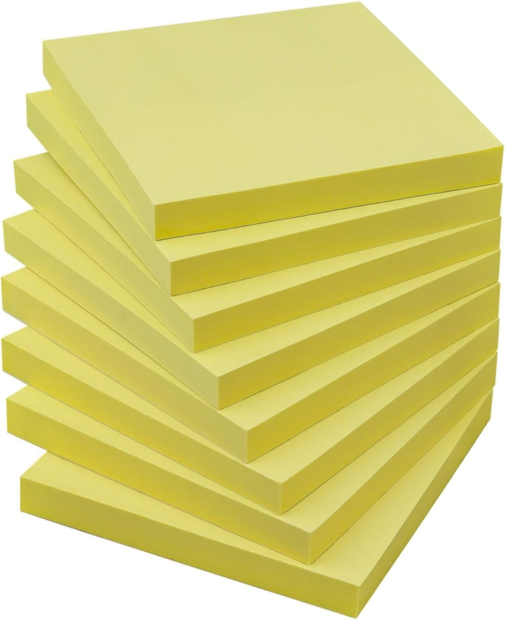 Triani 8Pads 3" x 3 inch Standard Size Yellow Stick On Note Self-Stick ...
