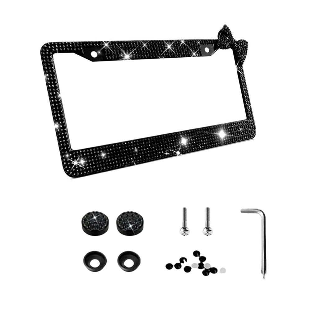 Triani Bling License Plate Frame Black License Plate Frames Holder with ...