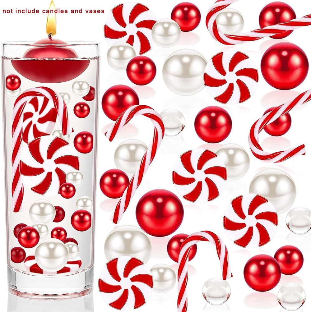 Triani 6054Pcs Christmas Vase Filler Red and White Floating Vase Filler ...