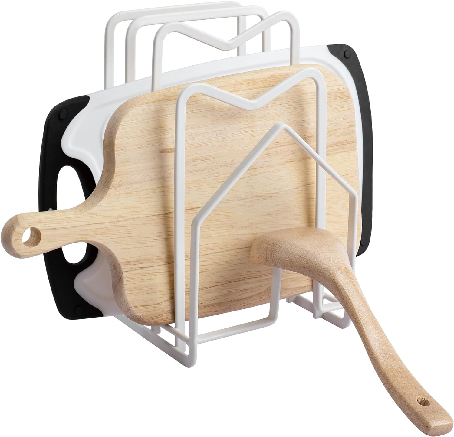 Triani Cutting Board Organizer, White Chopping Board Rack Stand Holder ...