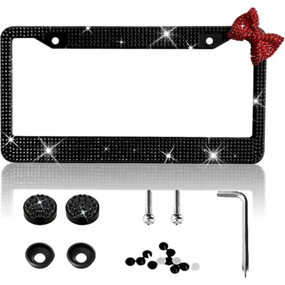 Amiss Bling License Plate Frame for Women, 2Pack Rhinestone Handcrafted ...