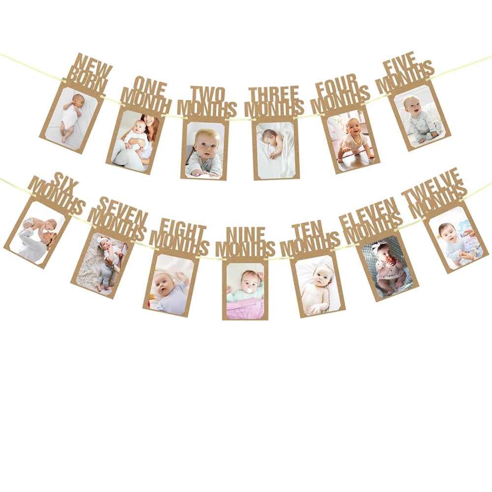 Owl Focus Baby Photo Banner Newborn To 12 Month Owl Focus 1st Birthday ...