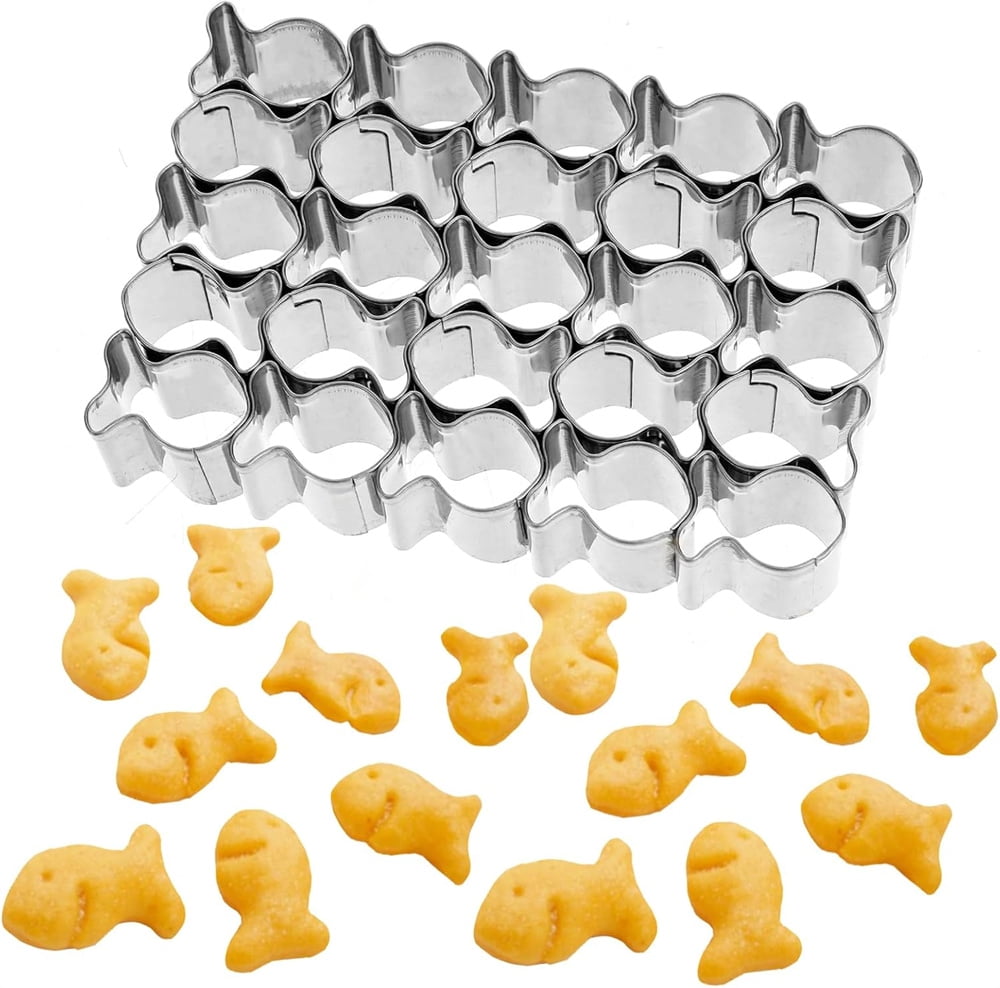 Triani Gold Fish Cracker Cutter 25 Cavity Fish Cookie Cutter Non-Stick ...
