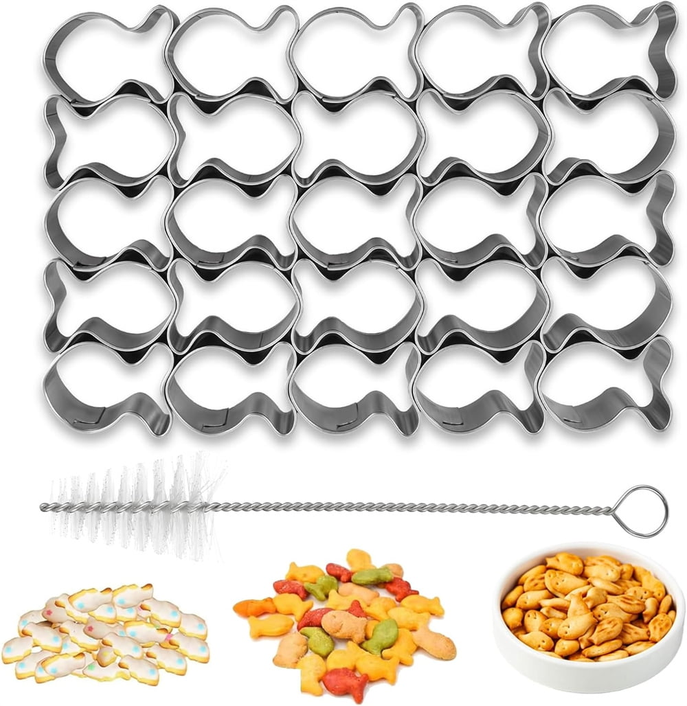 Triani Gold Fish Cracker Cookie Cutter with Clean Brush Mini Cracker ...