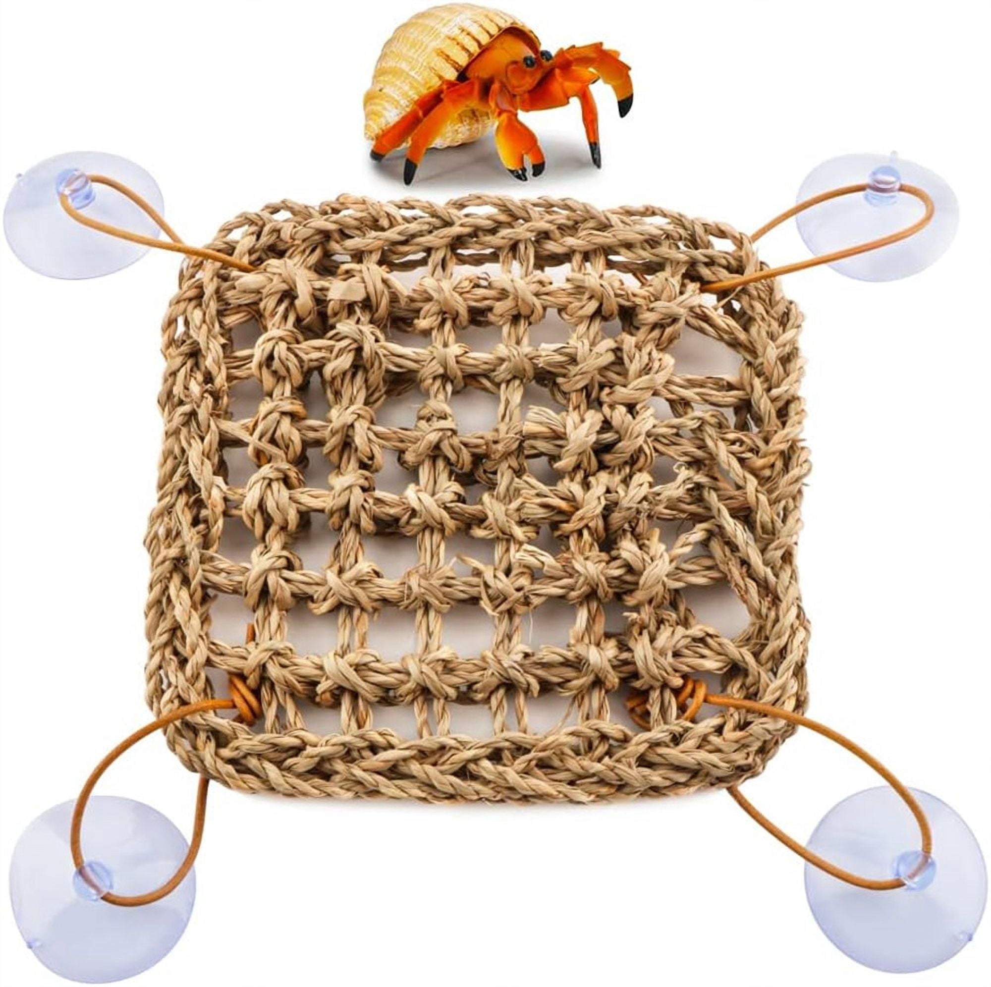 Triani Hermit Crab Climbing Toys Natural Seagrass Fibers Hammock with 4 ...