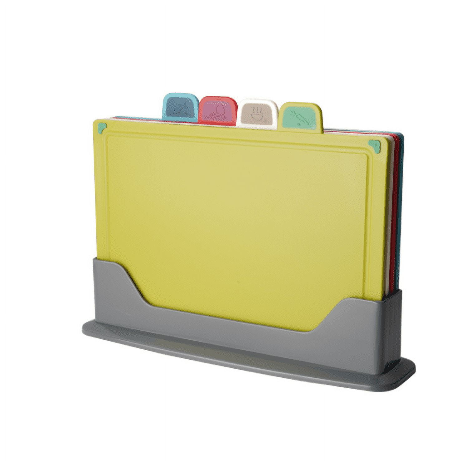 Triani Color-Coded Cutting Boards Set with Stand, Kitchen Plastic ...