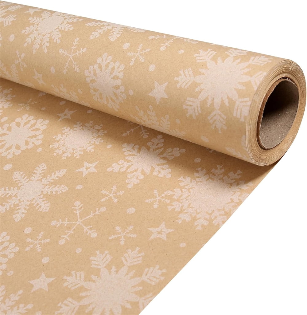 Triani Kraft Christmas Wrapping Paper White Snowflake Design for ...