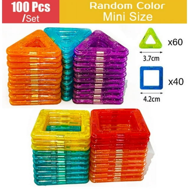 Triani 100 Pcs Magnetic Building Tiles, Learning Construction Connect ...