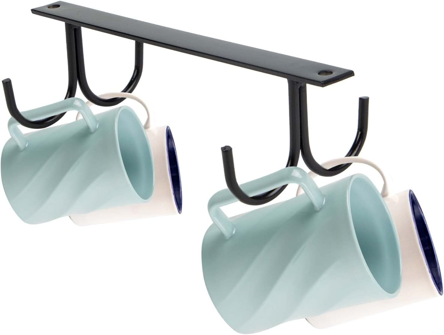 Triani Mug Rack Under Cabinet - Coffee Cup Holder, 4 Mugs Hooks Under ...