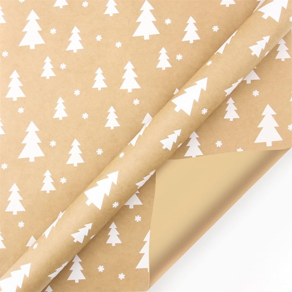 Triani Christmas Wrapping Paper Roll Brown Xmas Tree Recyclable Brown ...