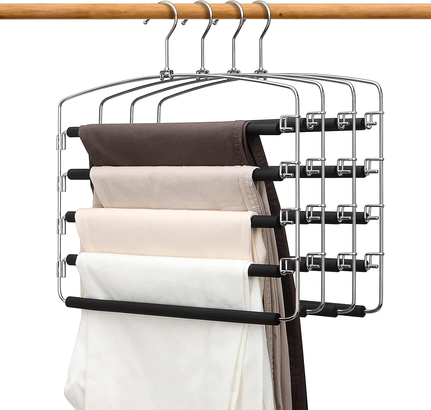 Triani Trousers Hangers,5 Layers Space Saving Multi-Bar Metal Pants ...