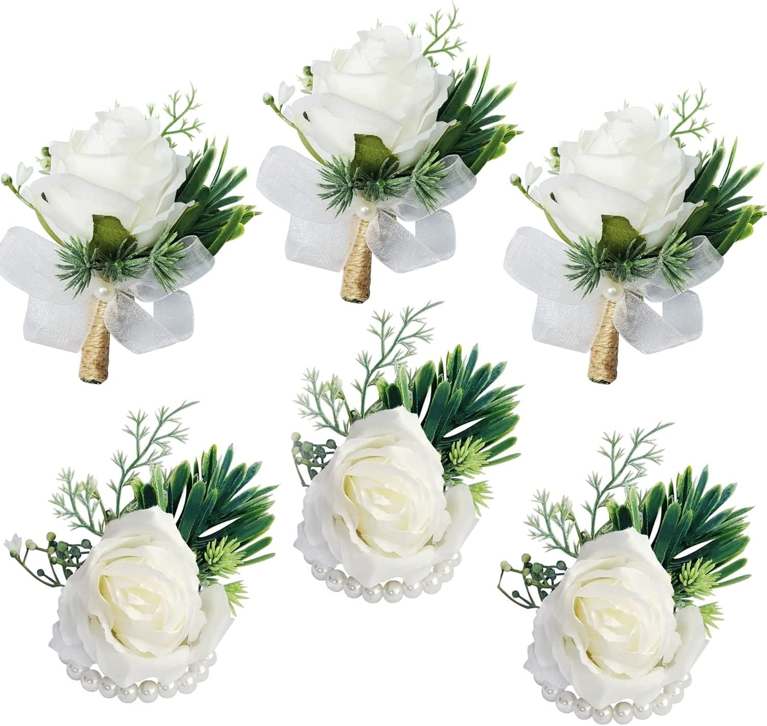 Triani Wedding Prom Corsage and Boutonniere Set Artificial Corsage Set ...
