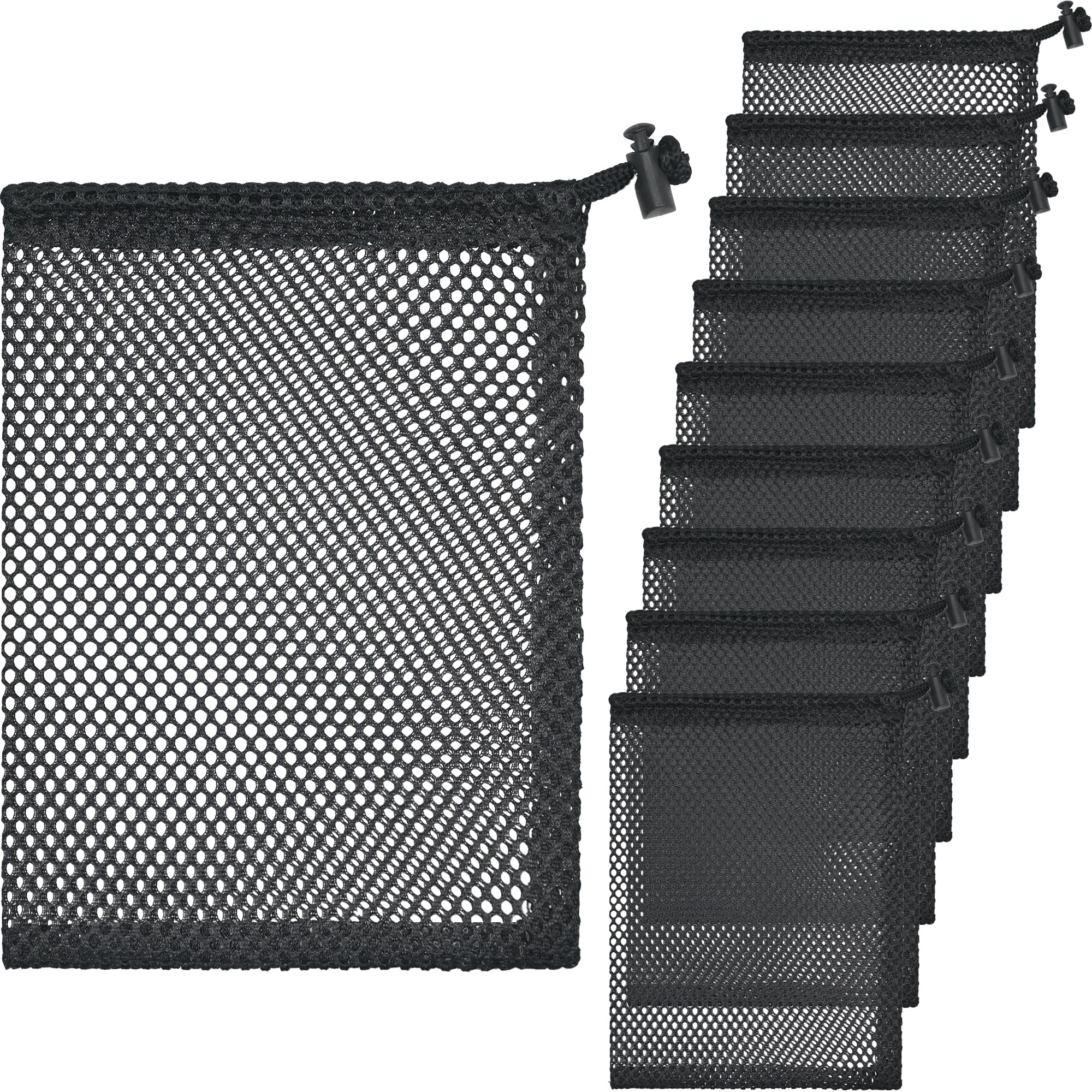 Trianu 10 Pcs Mesh Drawstring Bag with Cord Lock Closure, 6" x 8" Mesh ...