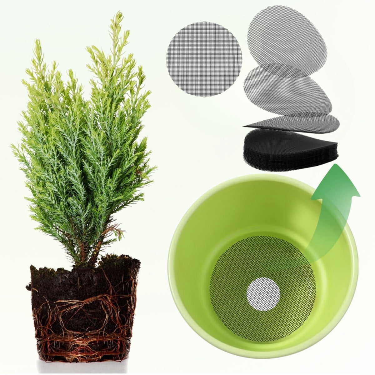 Trianu 100 Pack 2" Flower Pot Hole Mesh Pad, Plant Pot Drainage Hole ...