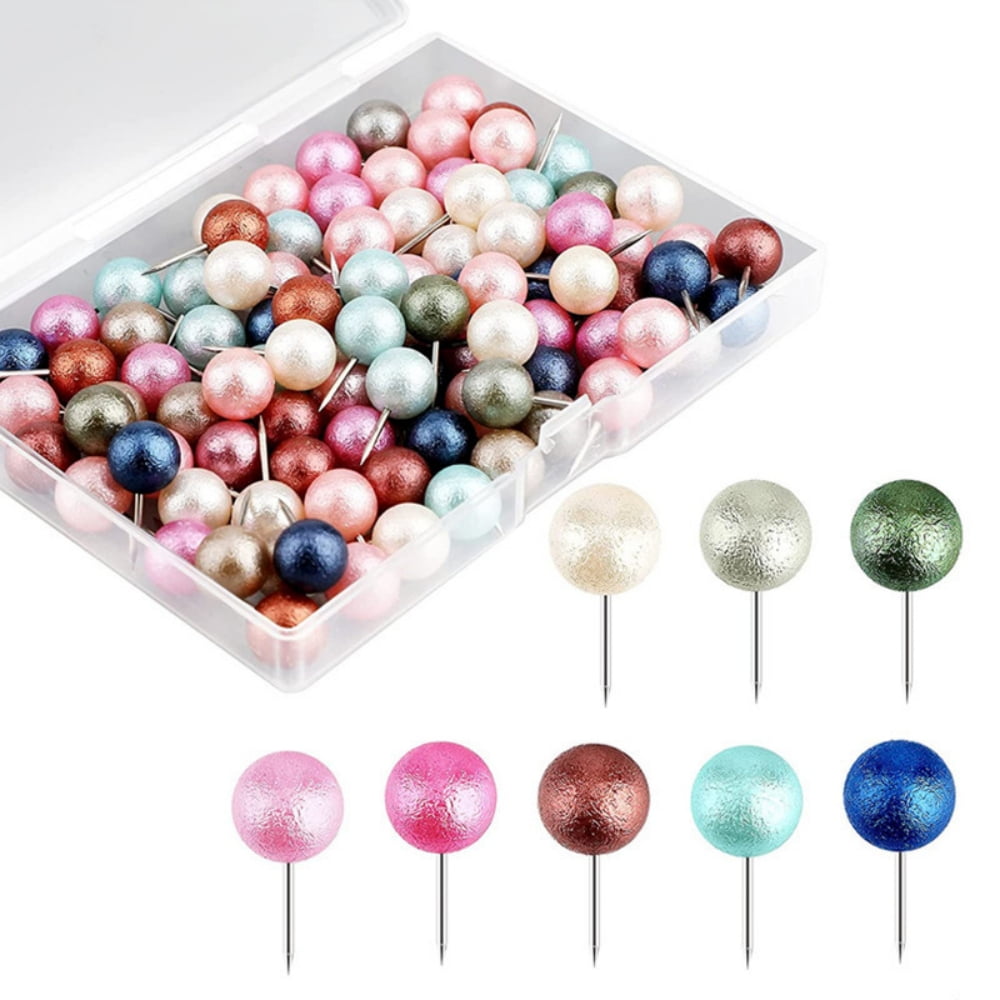 Trianu 100 Pack Multi-Color Push Pins 0.39inch Map Tacks Plastic Round ...