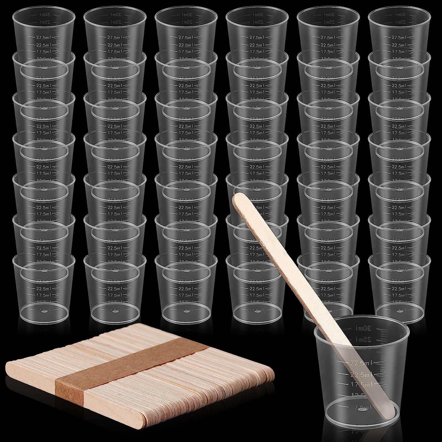 Trianu 100 Pcs 1oz(30ml) Plastic Graduated Cups Transparent Scale Cups ...