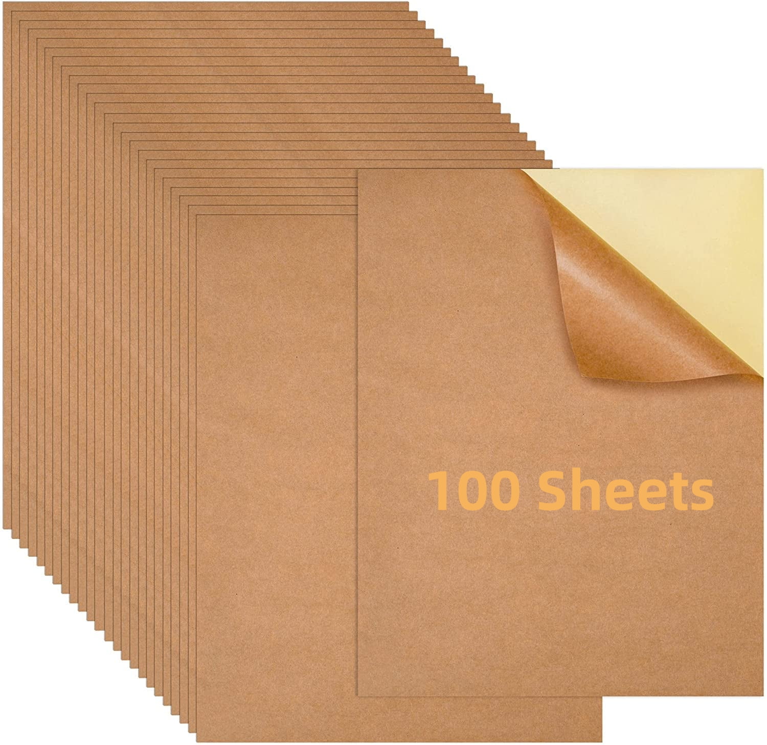 Trianu 100 Sheets Kraft Sticker Paper Labels, Full Sheet Printable ...