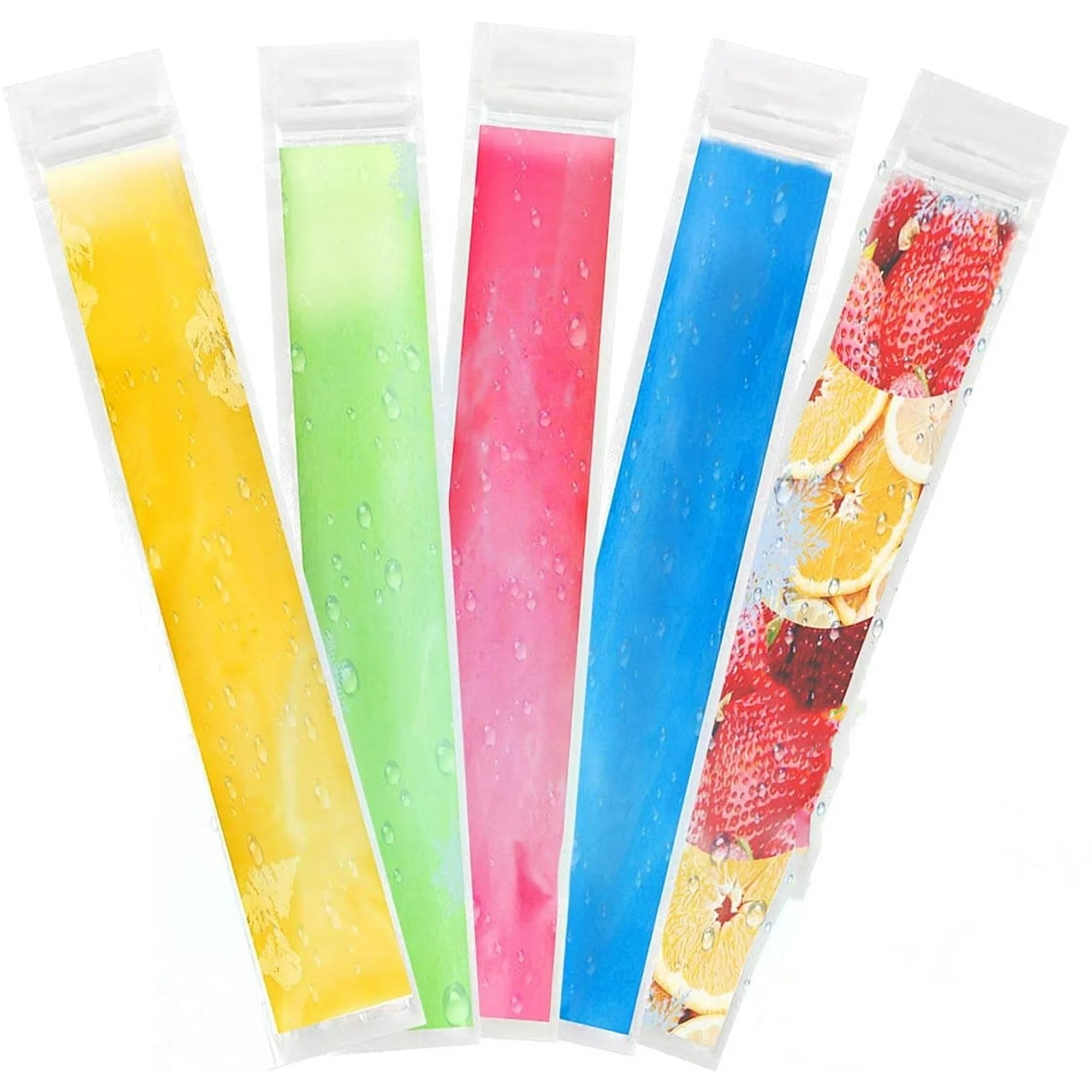 Trianu 100Pcs Disposable Ice Pop Bags Popsicle Bags with Silicone ...