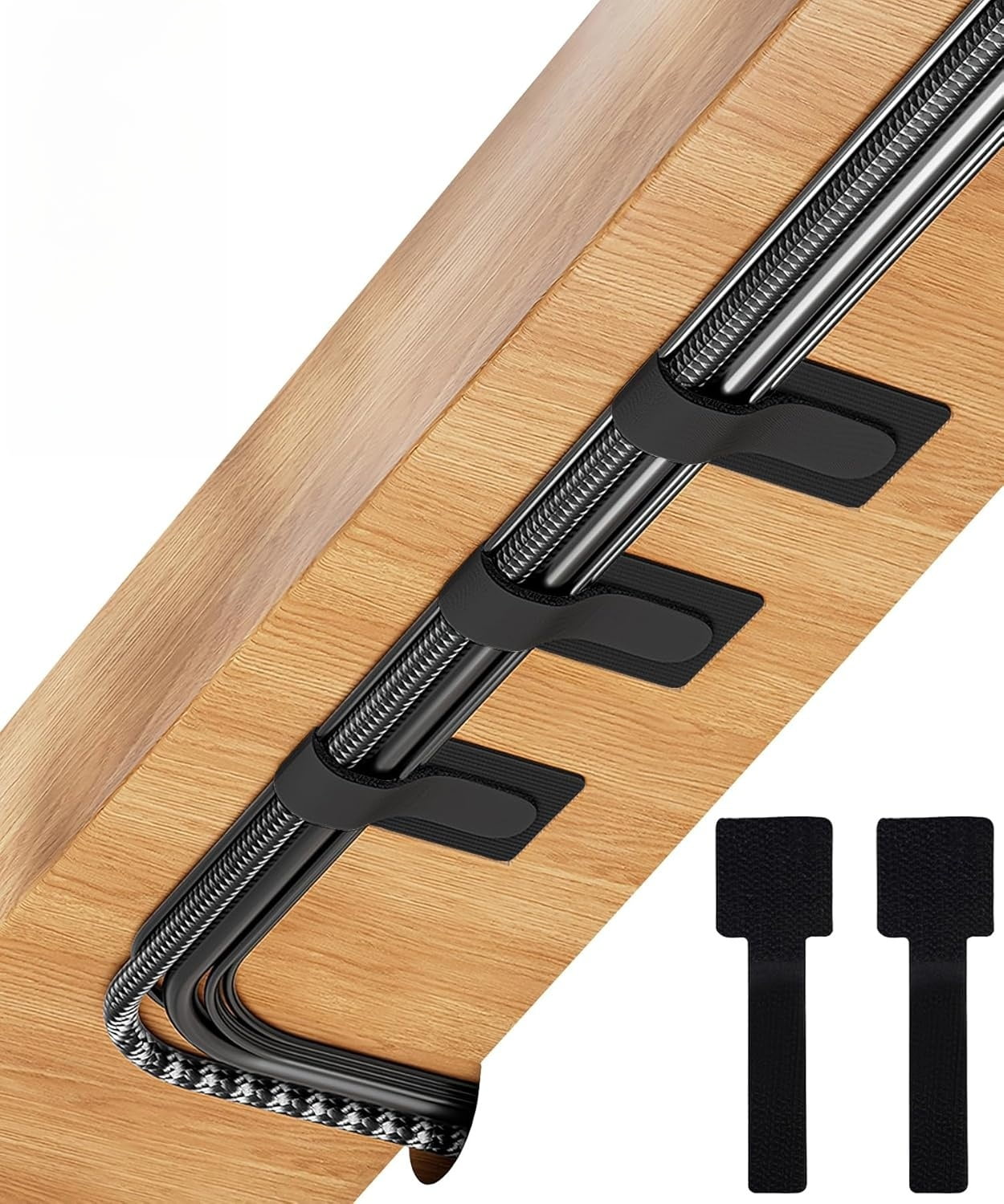 Trianu 100Pcs Hook and Loop Cable Ties, Self Adhesive Cable Straps ...