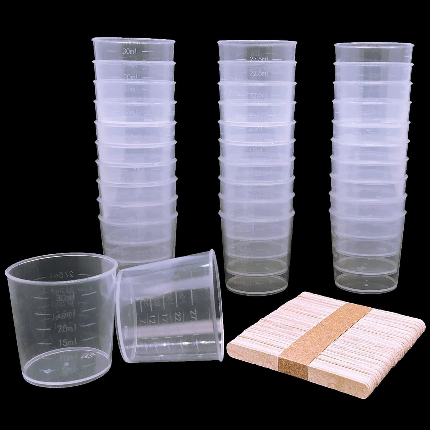 Trianu 100Pcs Plastic Measuring Cups, 1 oz(30ml) Disposable Mixing Cups ...