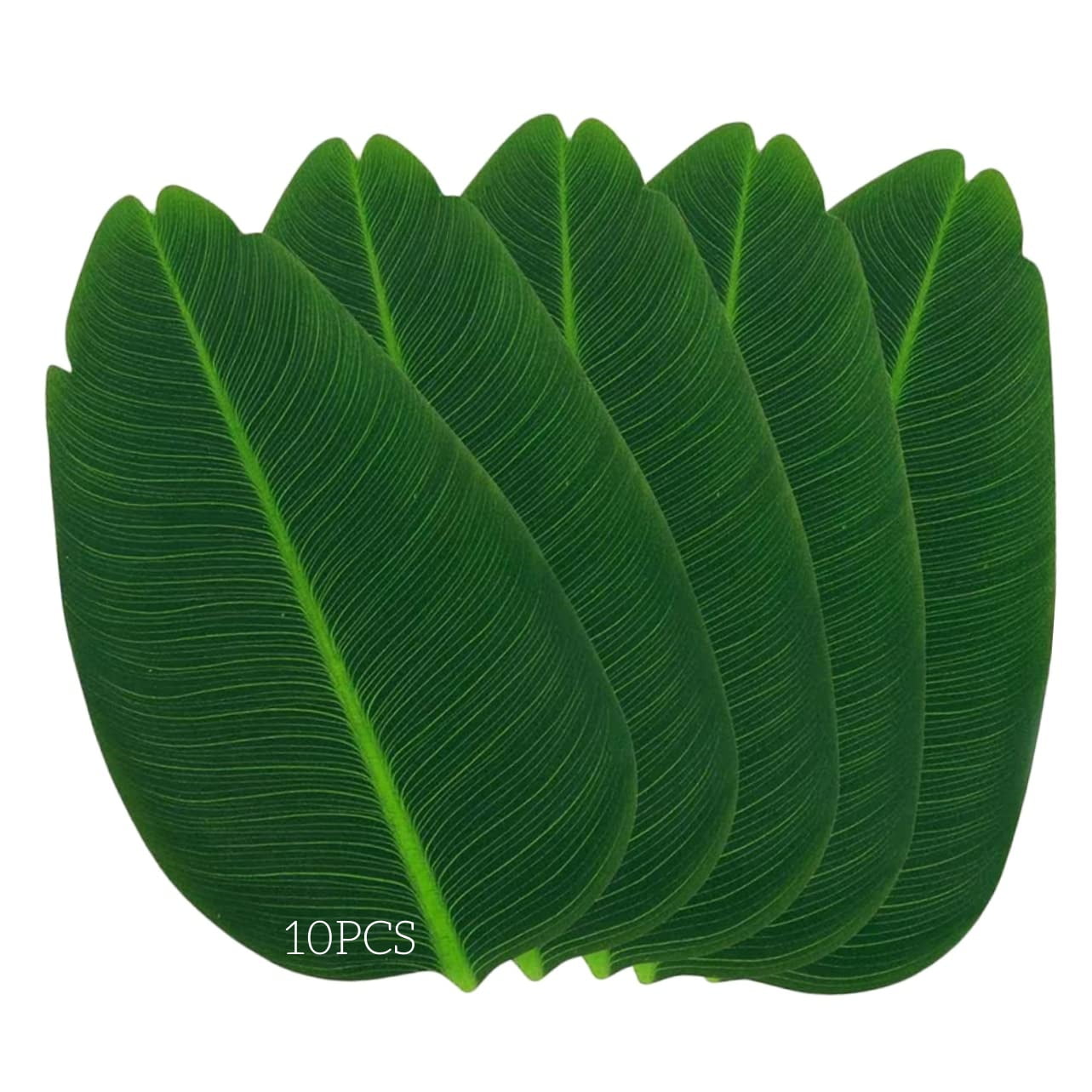 Trianu 10Pcs Artificial Banana Leaf - Fake Tropical Plants, Faux Banana ...