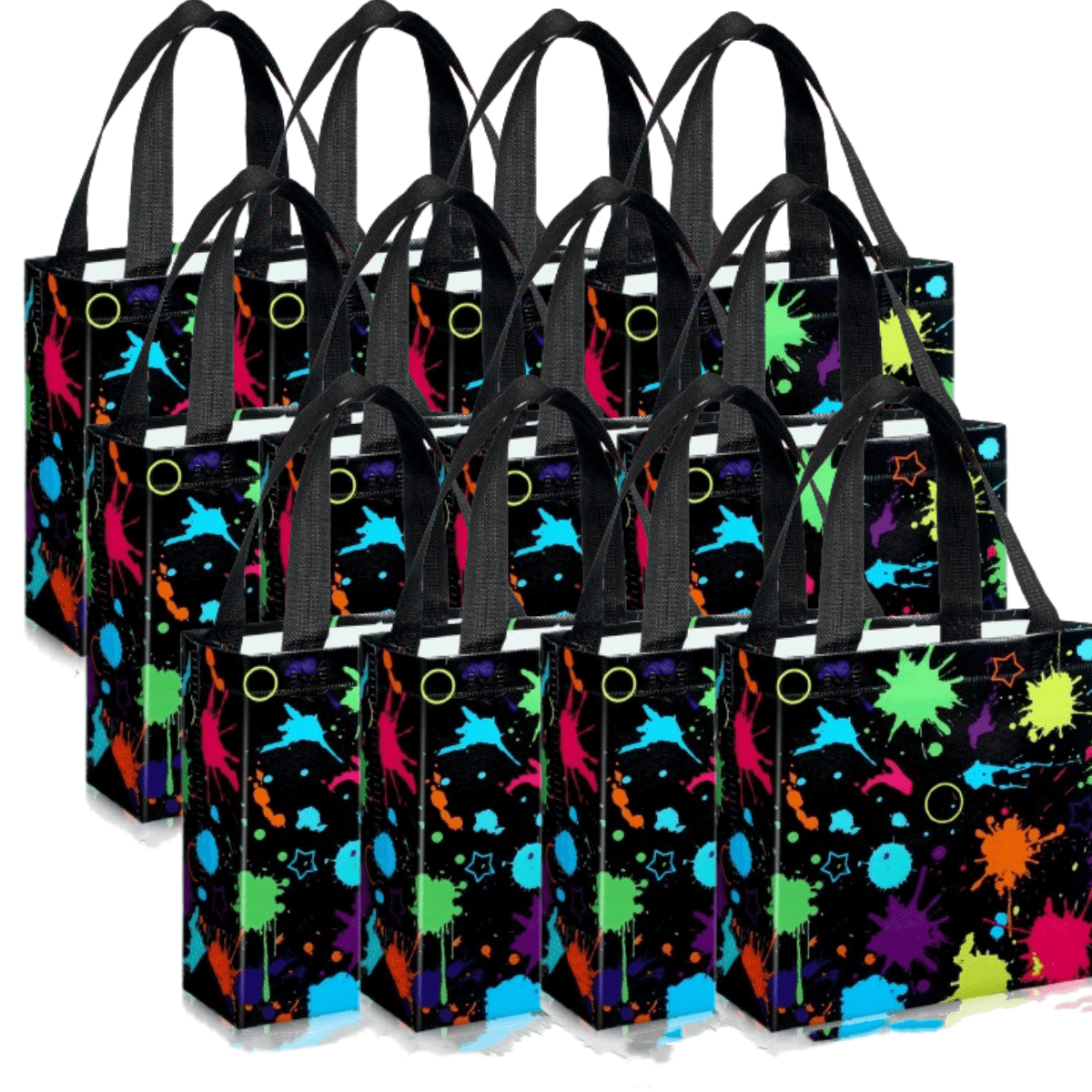 Trianu 12 Pack Glow Party Favor Bags with Tissue Paper Neon Glow Party ...