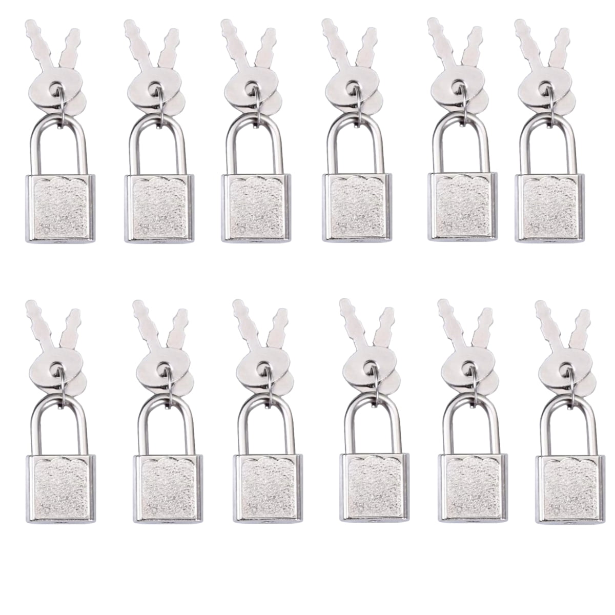 Trianu 12 Pack Mini Cute Diary Padlock Tiny Small Silver Luggage Locks ...