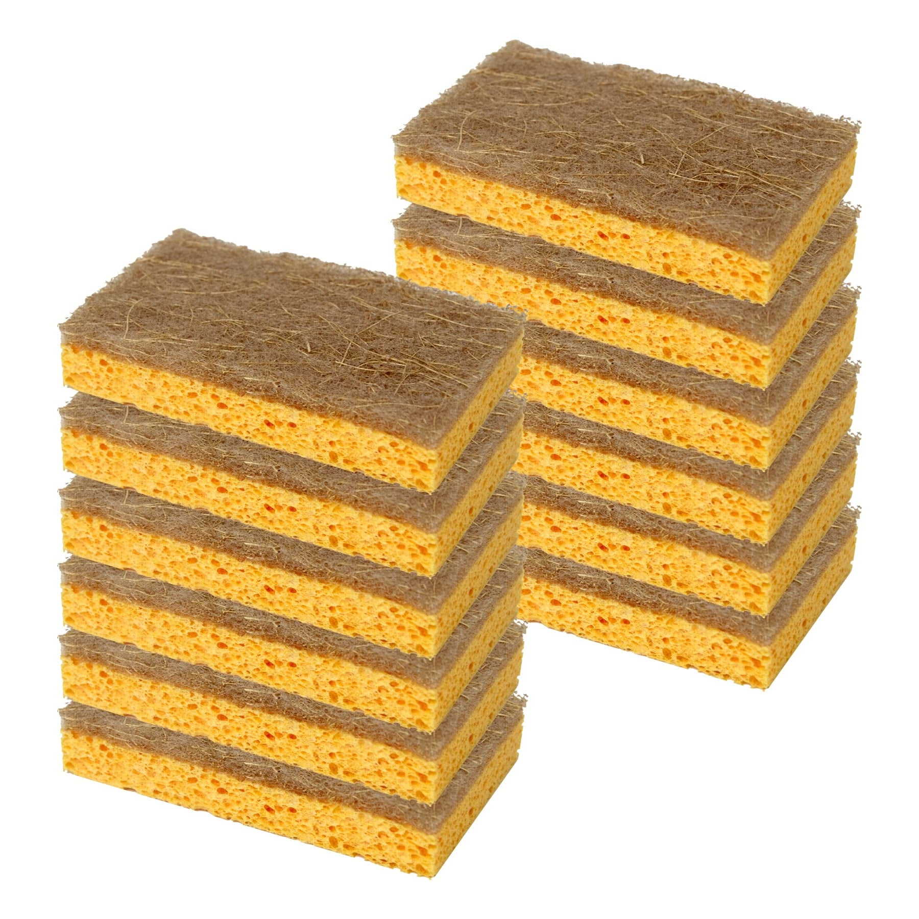 Trianu 12 Pcs Non-Scratch Scrub Sponge, Natural Kitchen Sponges for ...