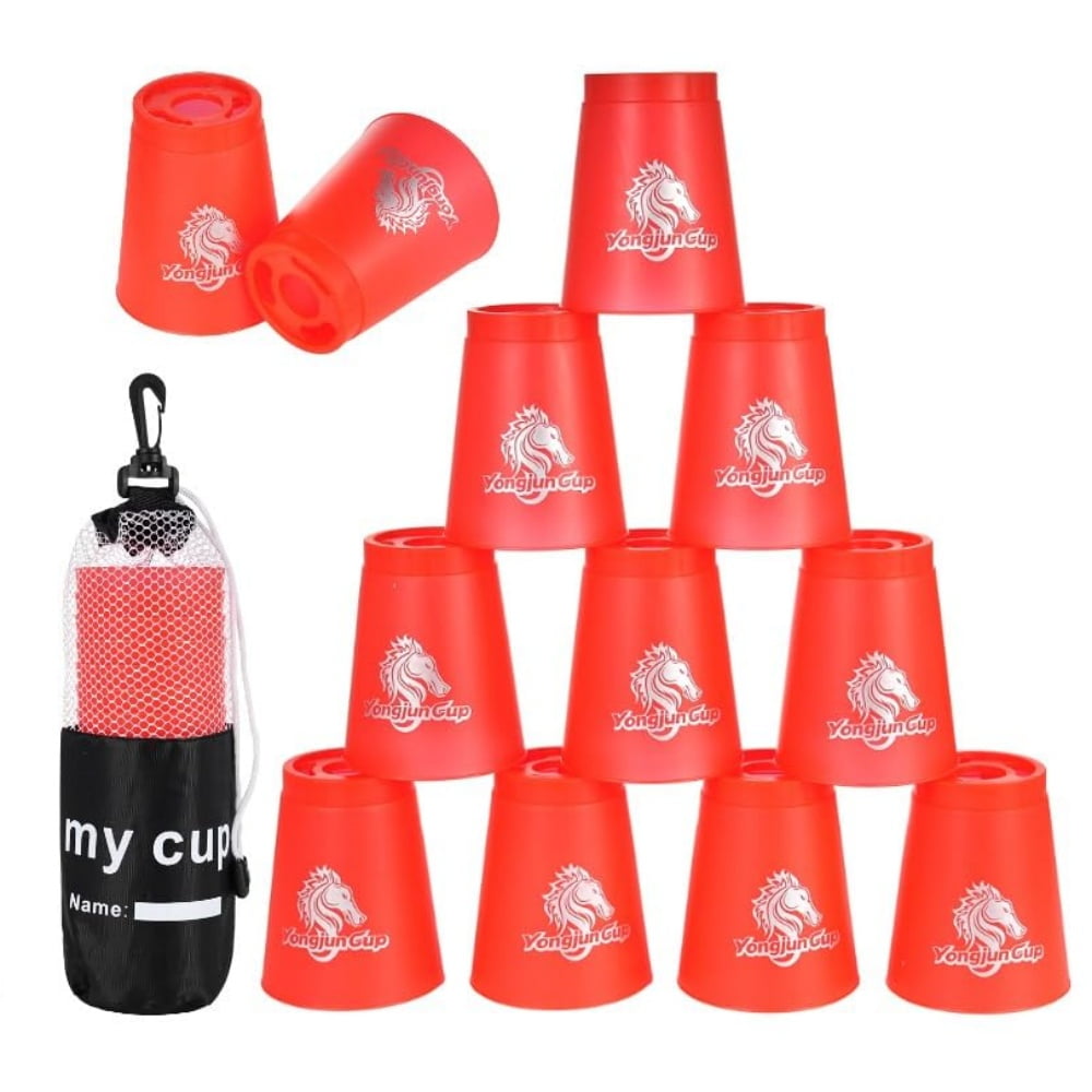 Trianu 12 Pcs Stacking Cups, Stack Cups Game Mesh Carry Bag, Stacking ...