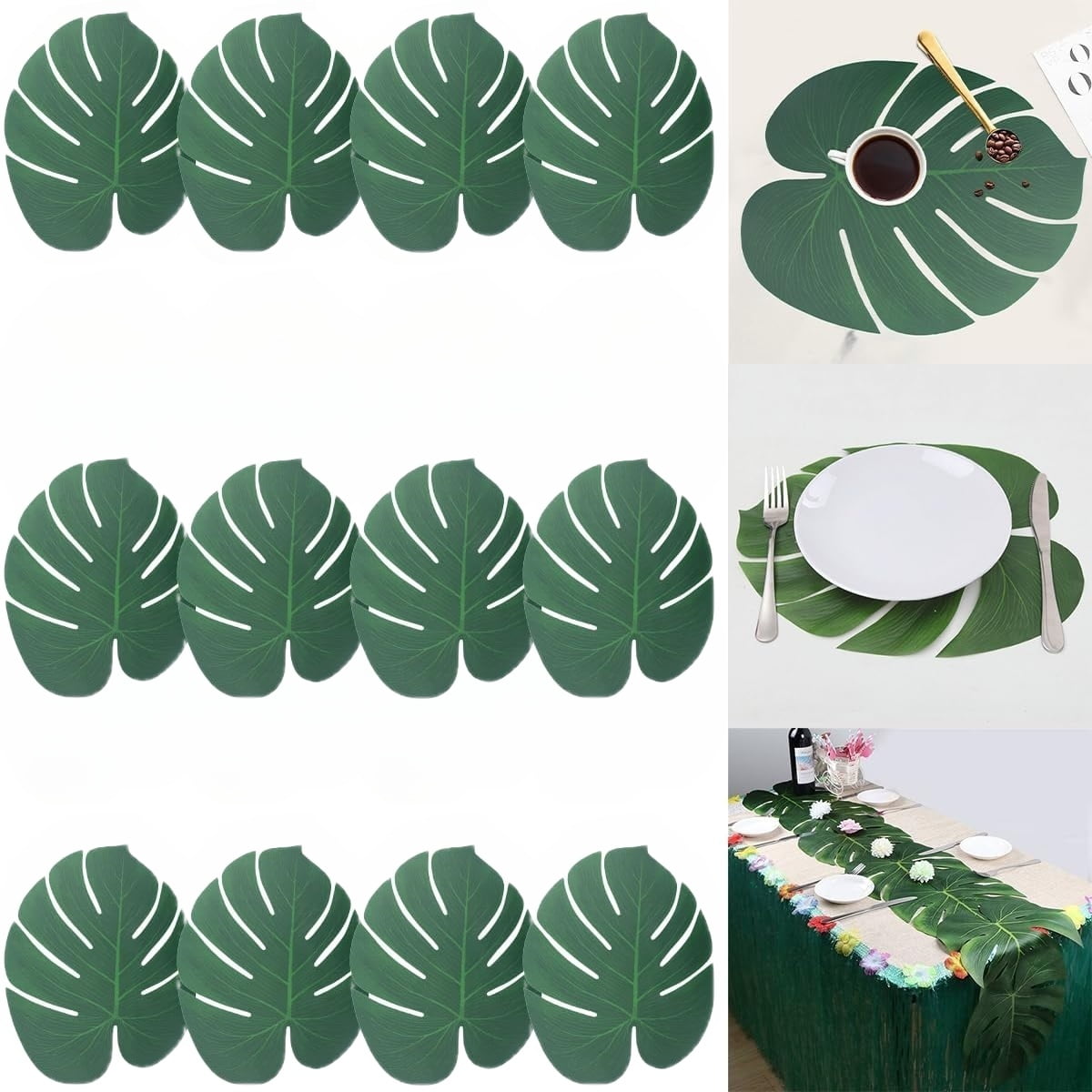 Trianu 12 Pcs Tropical Leaves Party Decoration 13.7" Artificial Palm ...