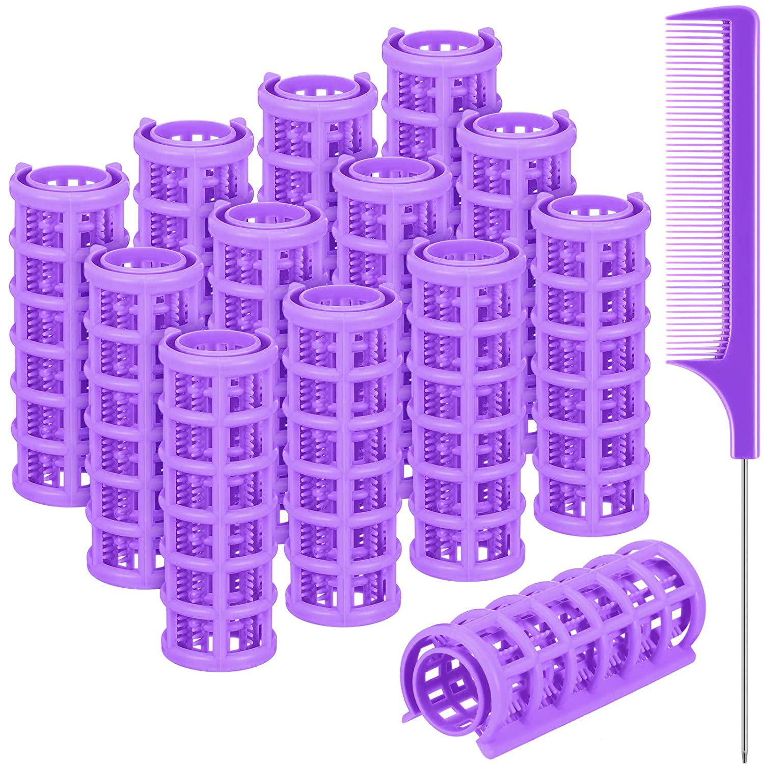 Trianu 12 Pieces Hair Roller, Small Size Plastic Hair Rollers Hair ...
