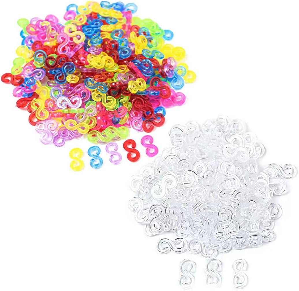 Trianu 1200Pcs Clips for Rubber Band Bracelets, Colorful and Clear Loom ...