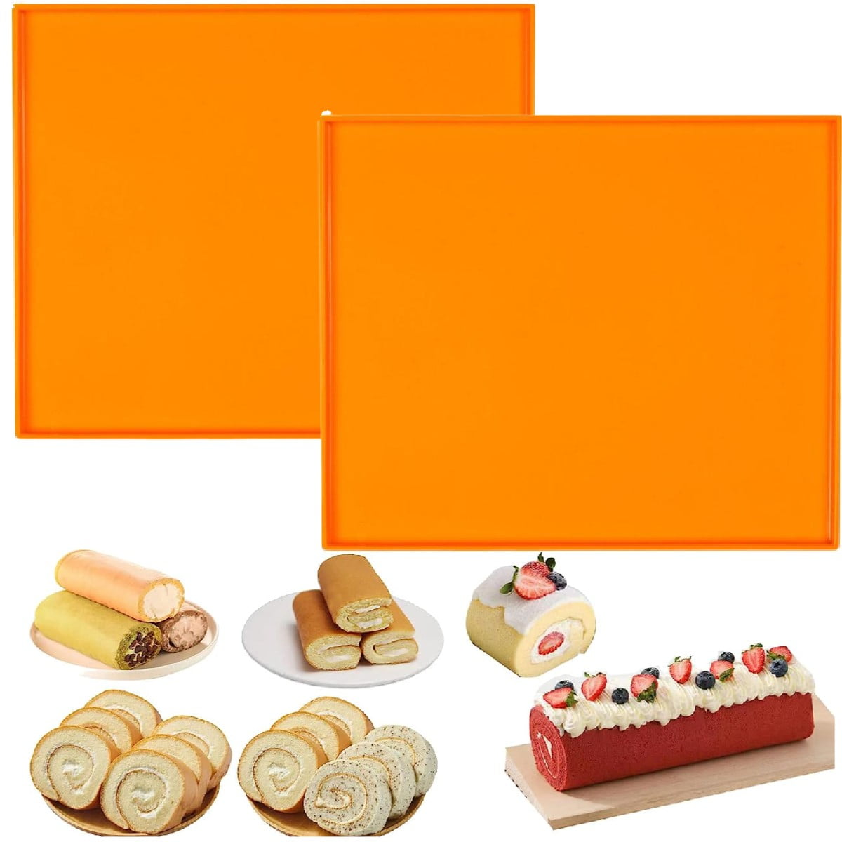 Trianu 2 Pack Swiss Roll Cake Mat - Flexible Multipurpose Silicone ...