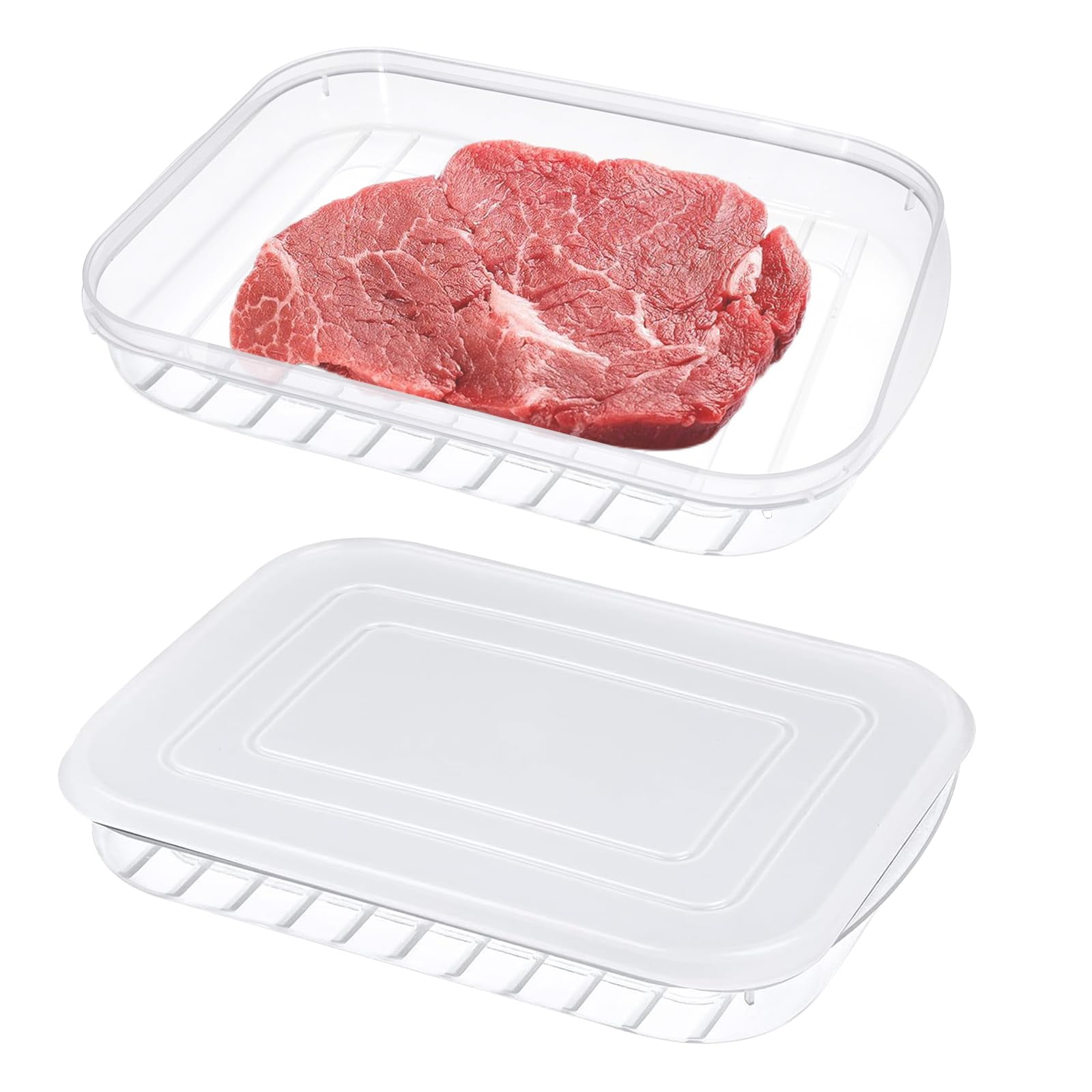 Trianu 2 Pcs Bacon Sealed Boxes Clear Container with Lid Plastic ...