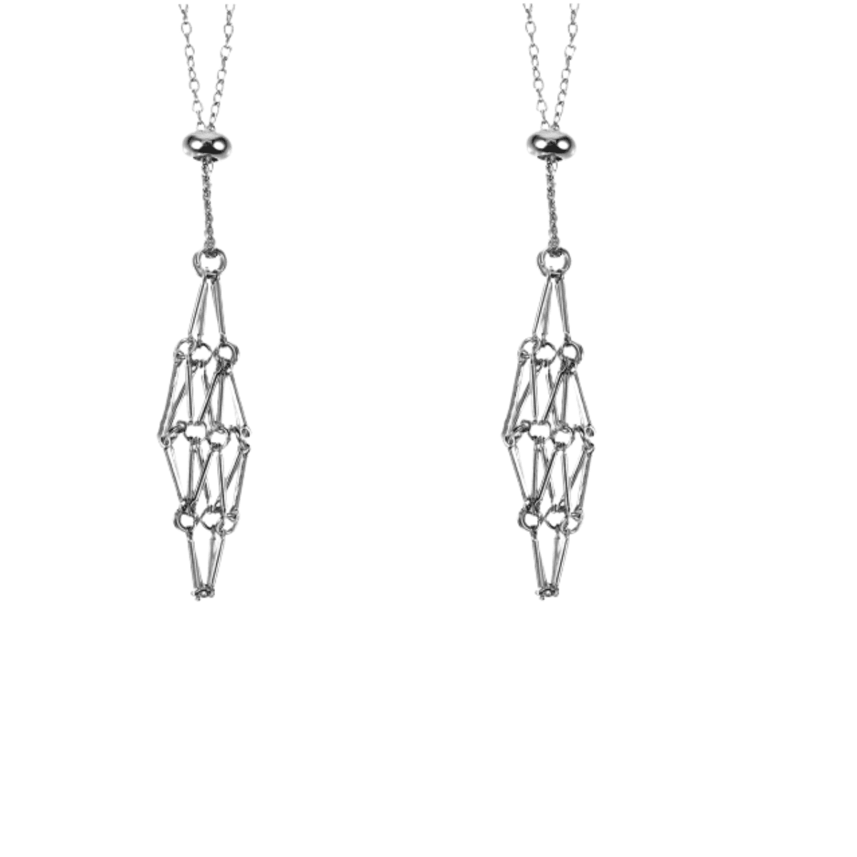 Trianu 2 Pcs Silver Crystal Stone Holder Pendant Necklace, Adjustable ...