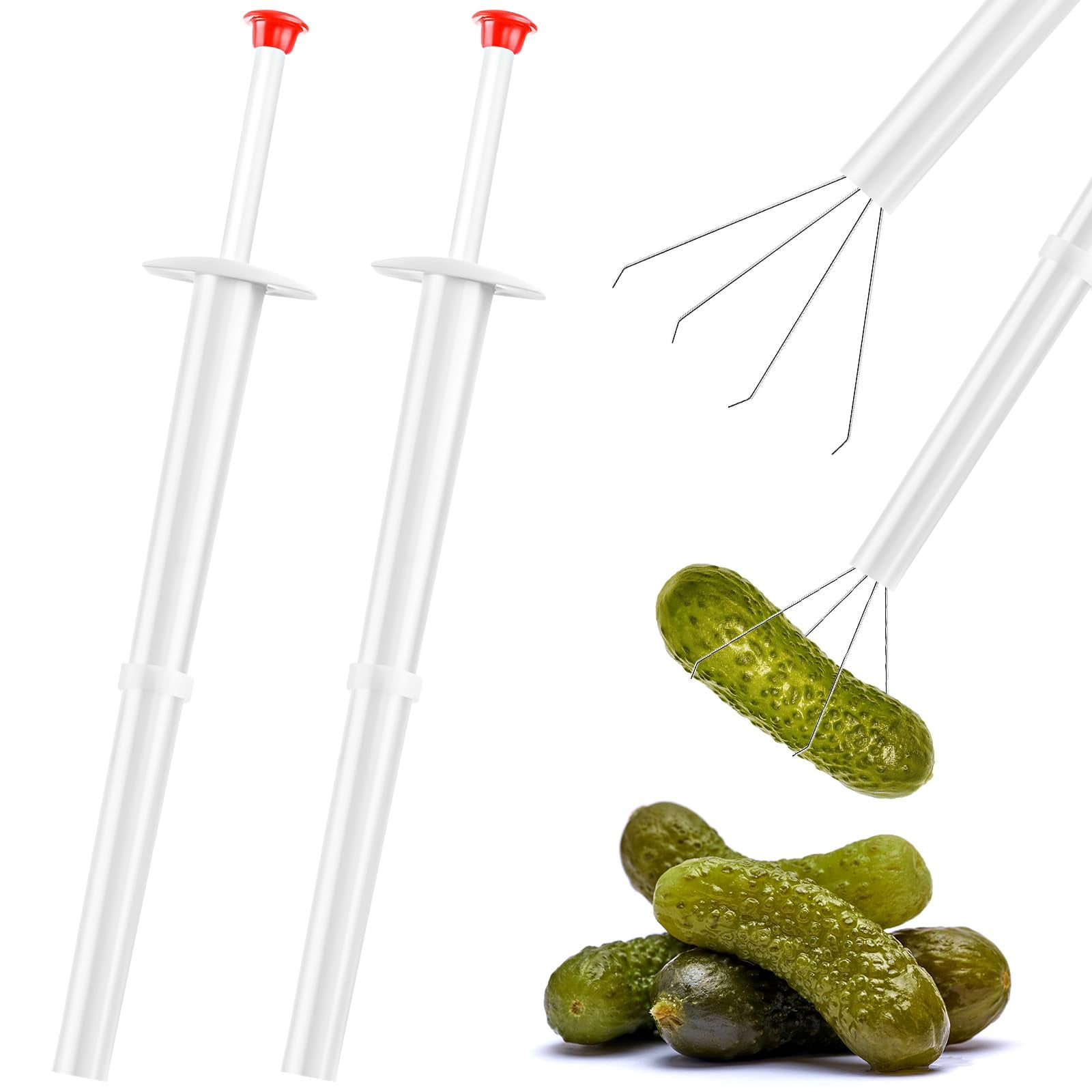 Trianu 2 Pcs Pickle Picker Stainless Steel and Plastic Pickle Pincher ...