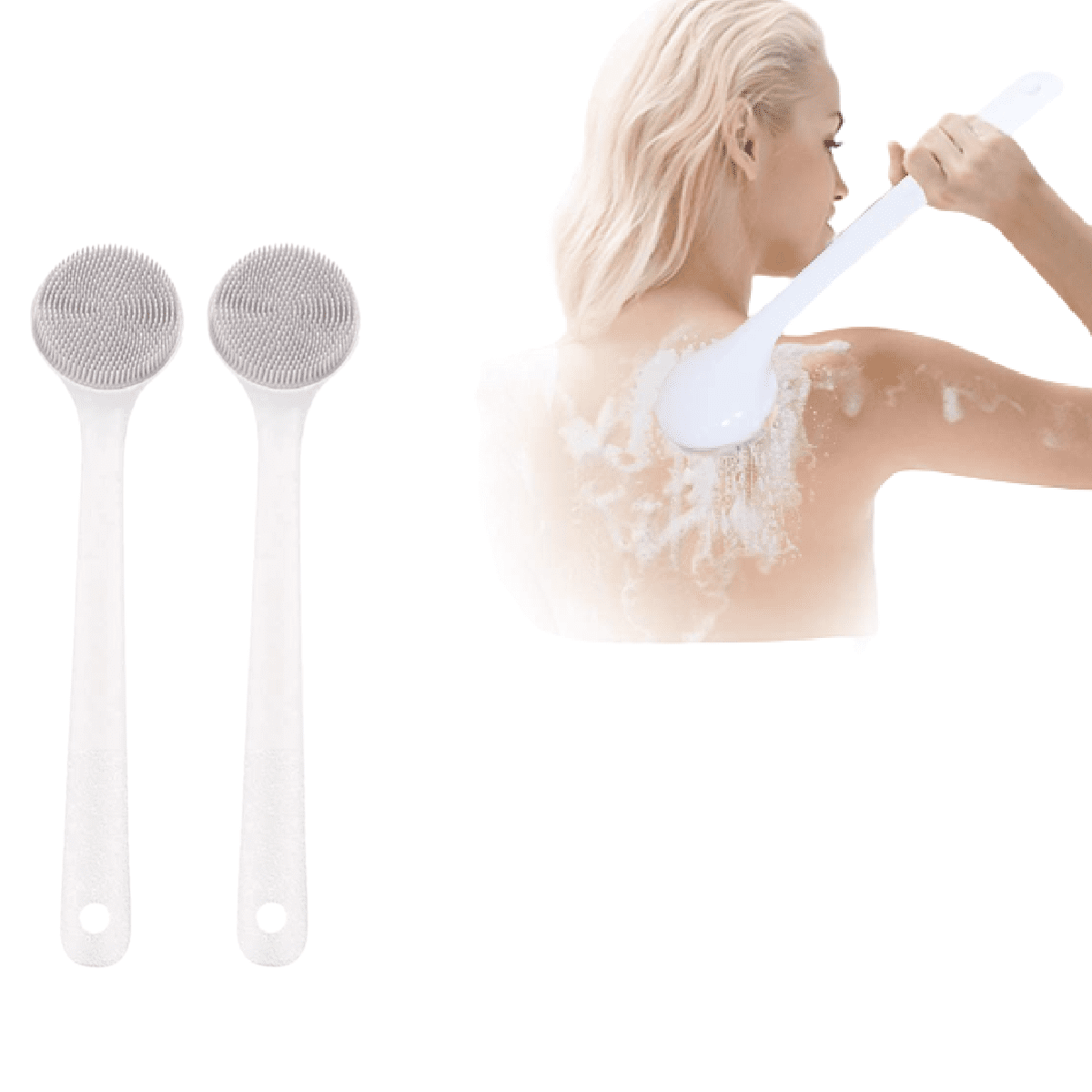 Trianu 2 Pcs Silicone Bath Brush, Shower Body Brush with Gentle, Stiff ...