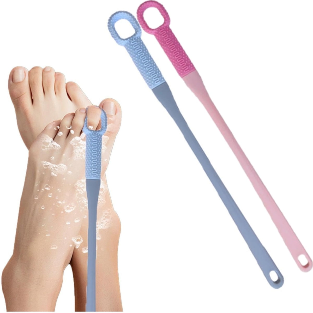 Trianu 2 Pcs Toe Gap Cleaning Brush, 15.7" Silicone Shower Foot ...